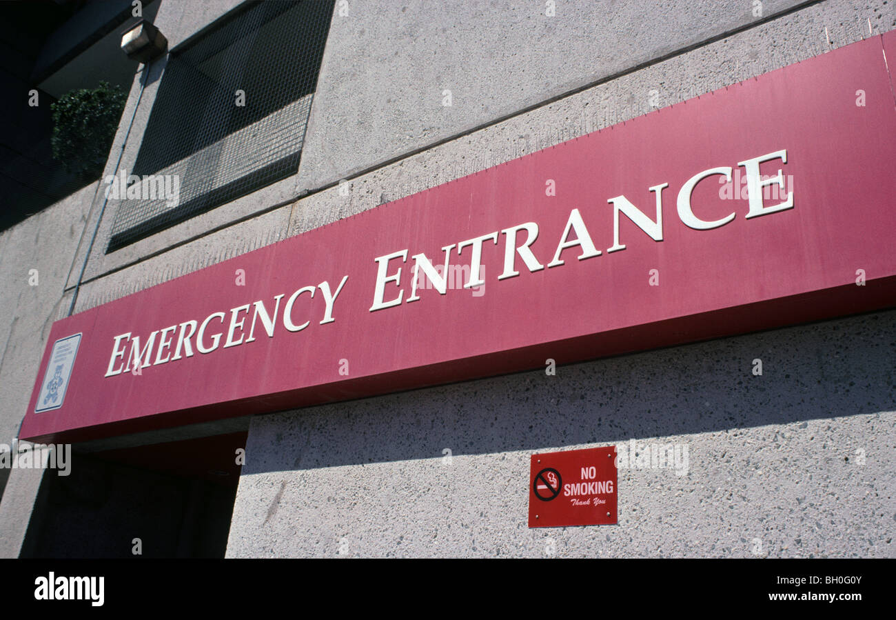San Francisco General Hospital Emergency Entrance sign, California ...