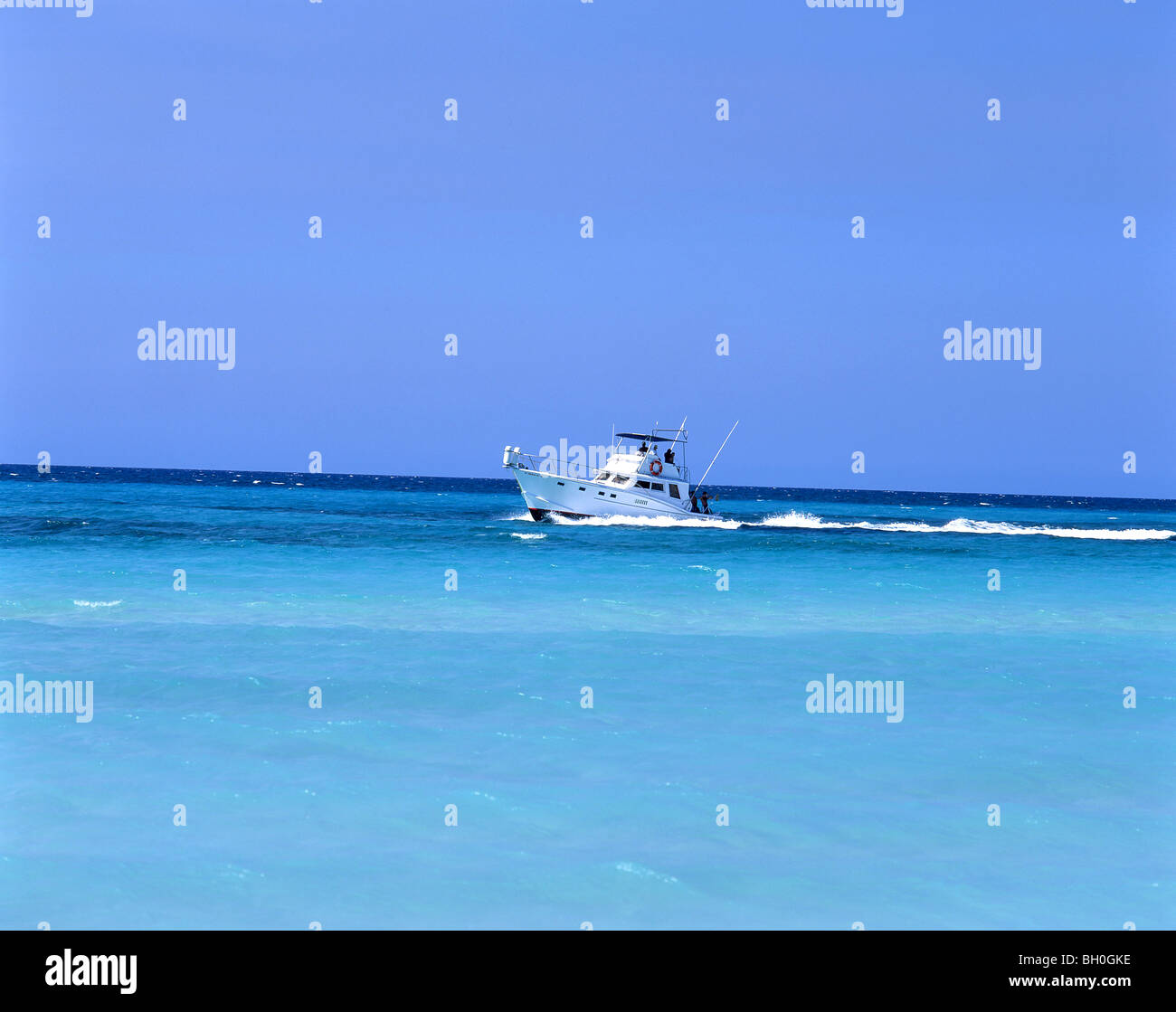Leisure fishing boat in sea, Varadero, Matanzas, Republic of Cuba Stock ...