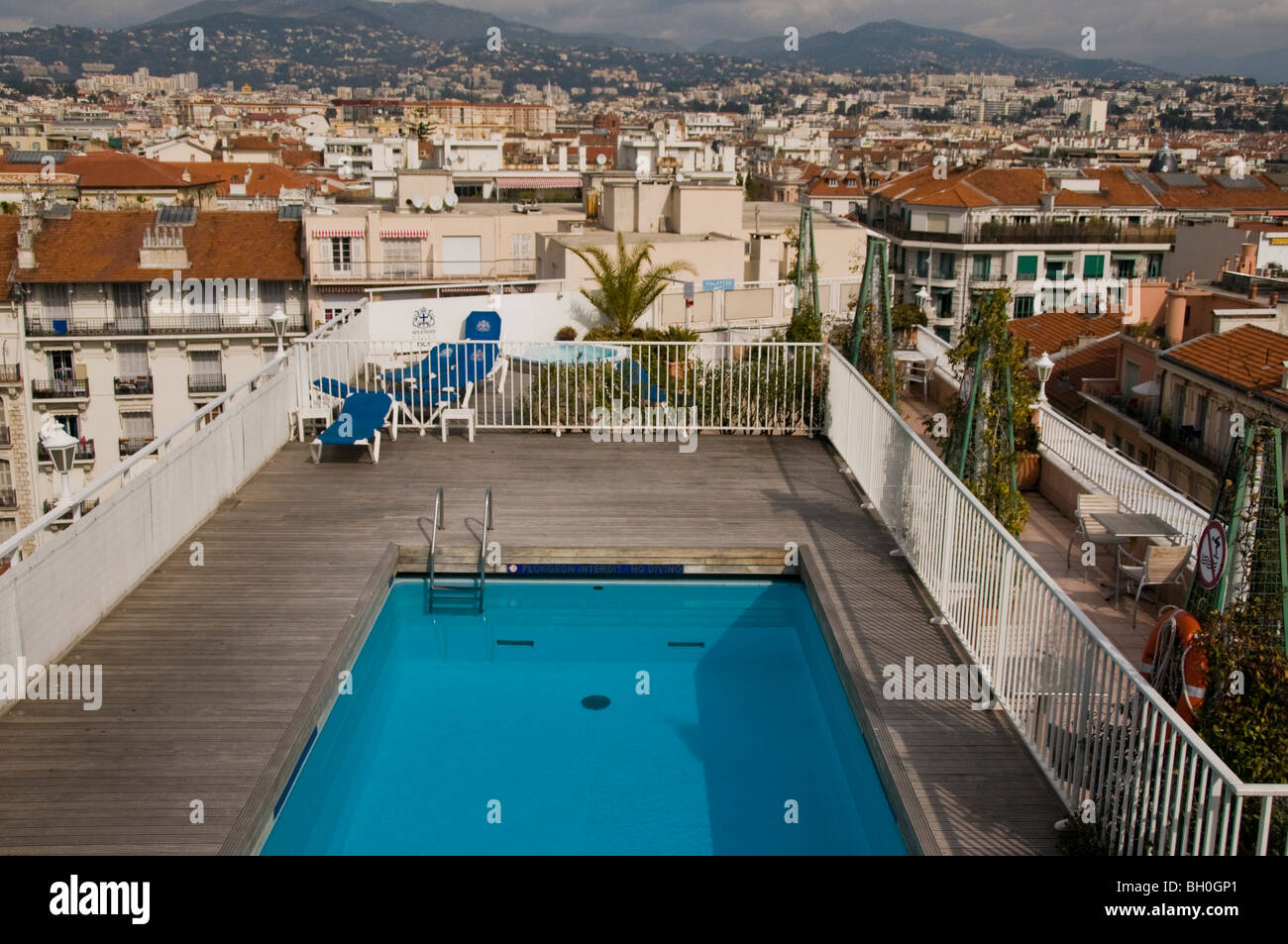 Nice, France, Wide Angle, Cityscape View, Rooftop Terrace and Swimming ...