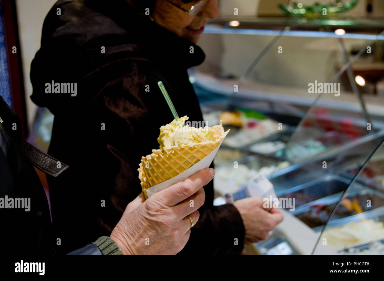 Soft Ice Cream Cone in Soft Ice Cream Shop, "Azzurro", Gelato, Nice ...
