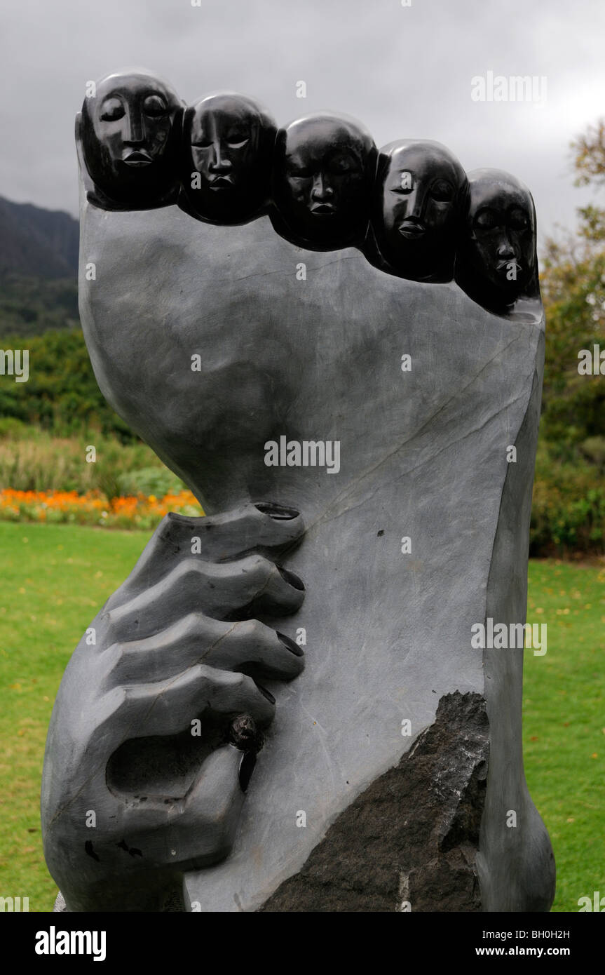 stone sculpture foot toes in shape of faces figure kirstenbosch ...