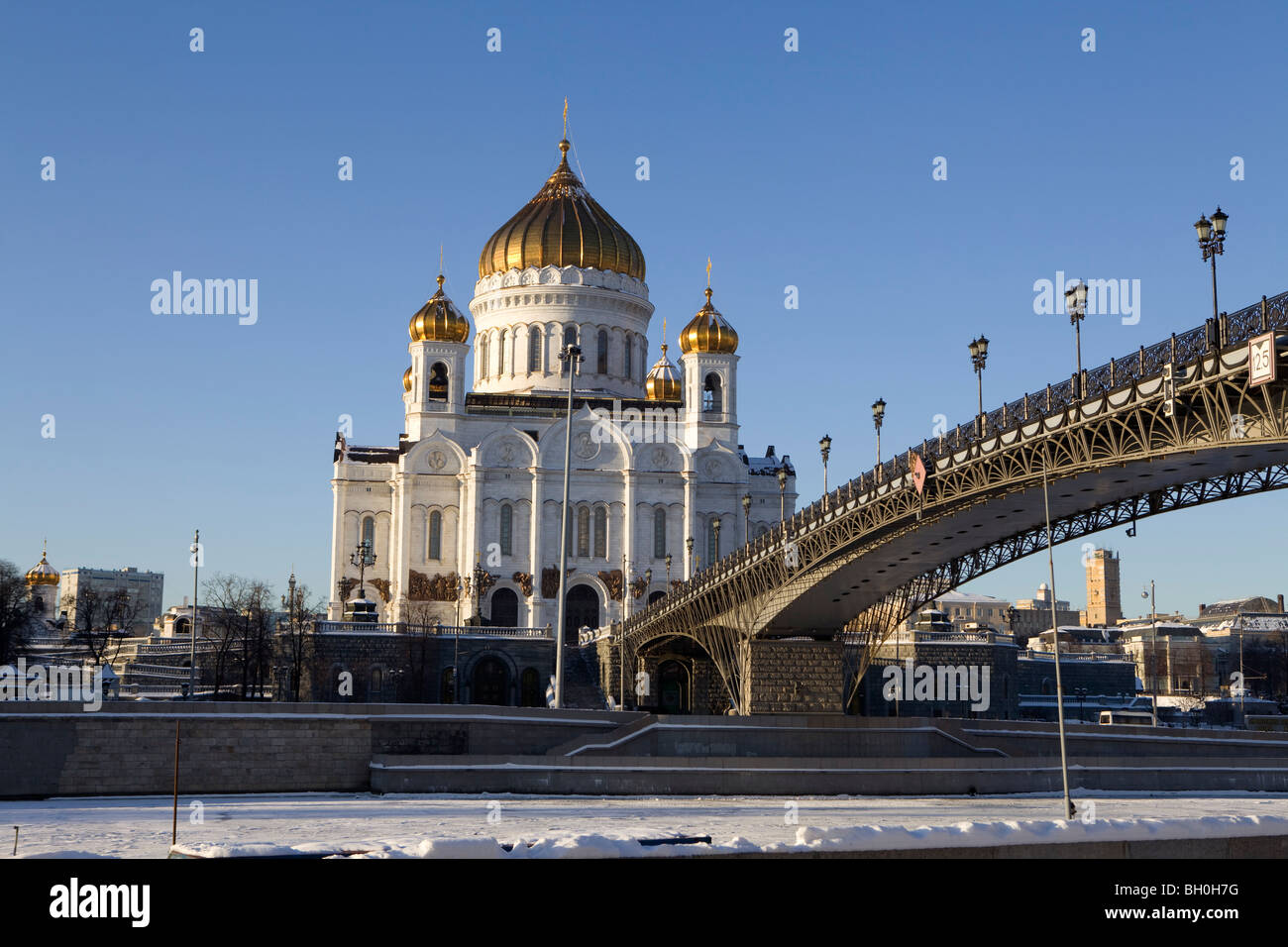 Winter view on Christ the Savior Cathedral Moscow Russia Stock Photo ...