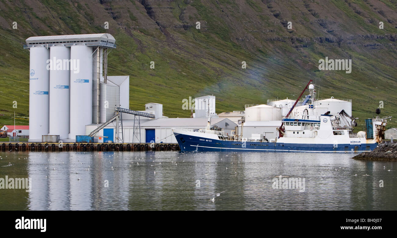 Herring factory and the harbour in Neskaupstadur (Nordurfjordur ...