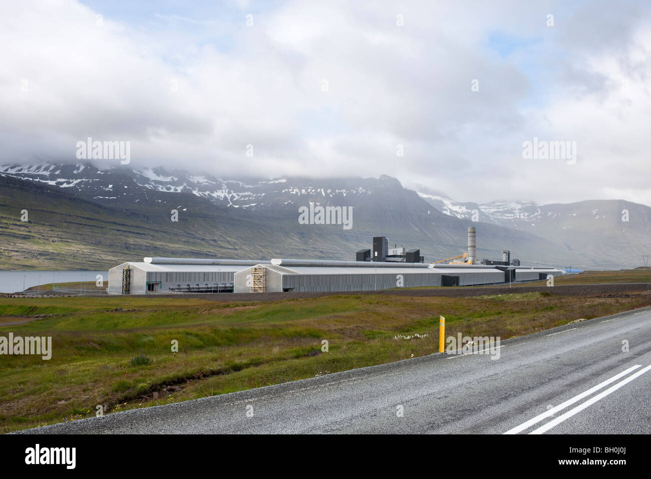 Aluminium factory in Reydarfjordur, east coast of Iceland Stock Photo ...