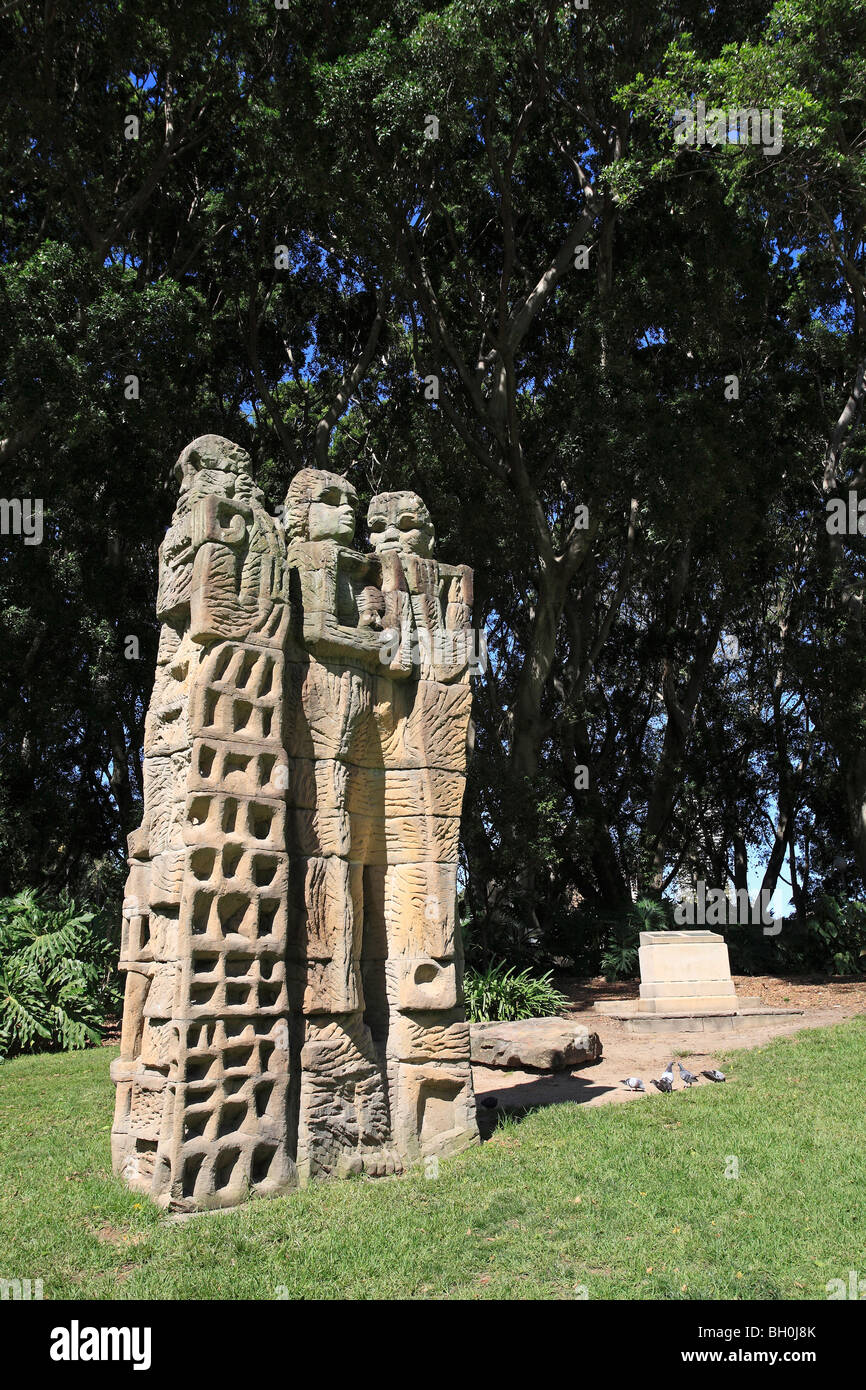 A 4.5m sculpture of three carved sandstone figures located in the South ...
