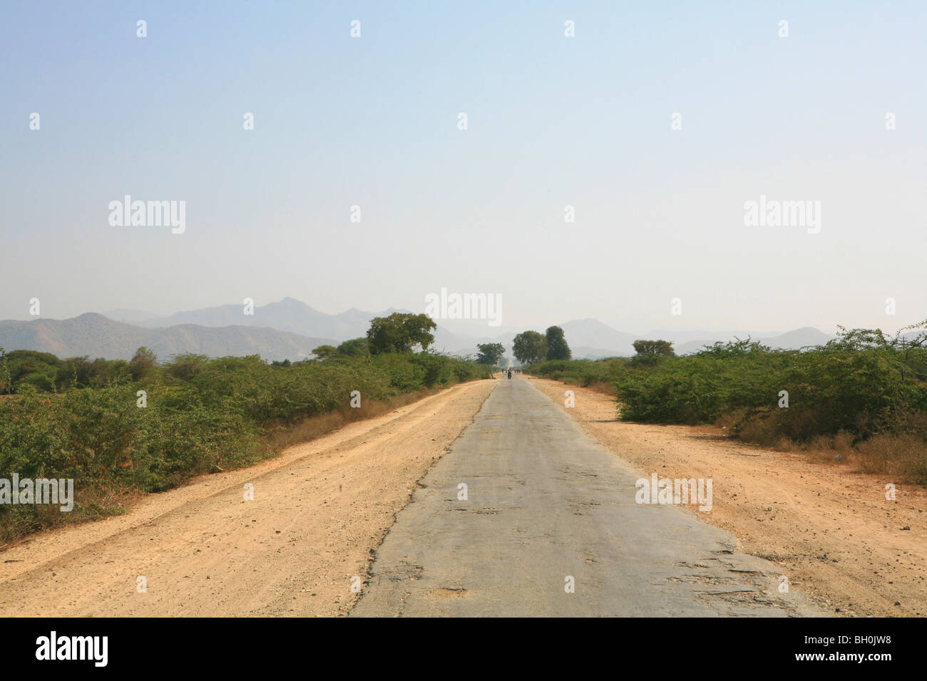 Empty country road under clear sky, Myanmar, Burma, Asia Stock Photo ...