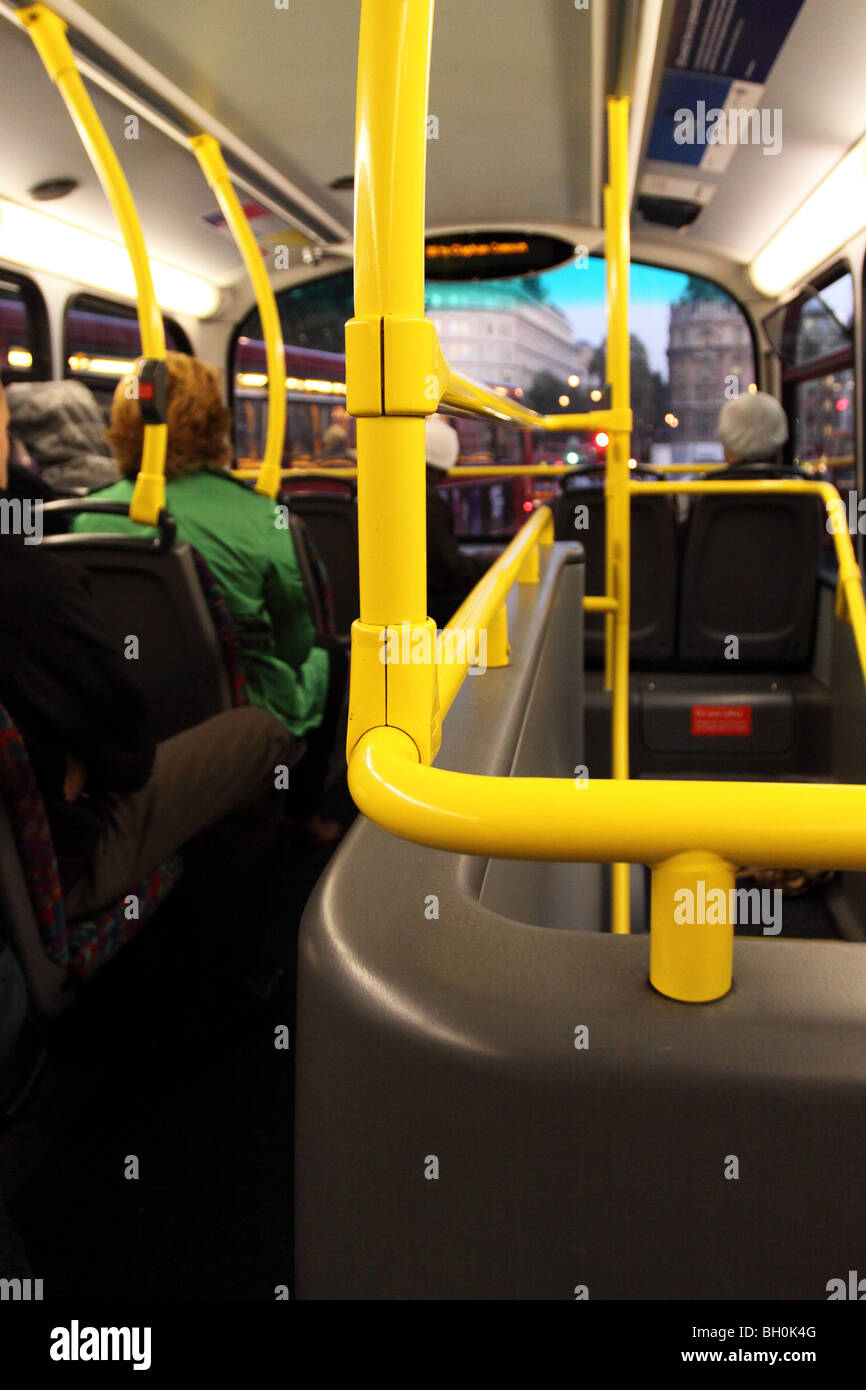 London doubledecker bus interior view of upstairs at dusk Stock Photo ...