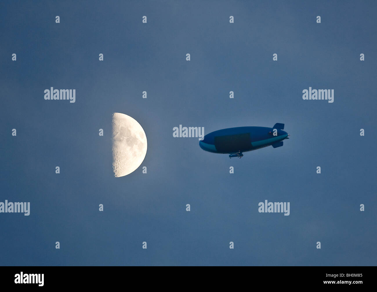 "Blimp and the Moon Stock Photo - Alamy