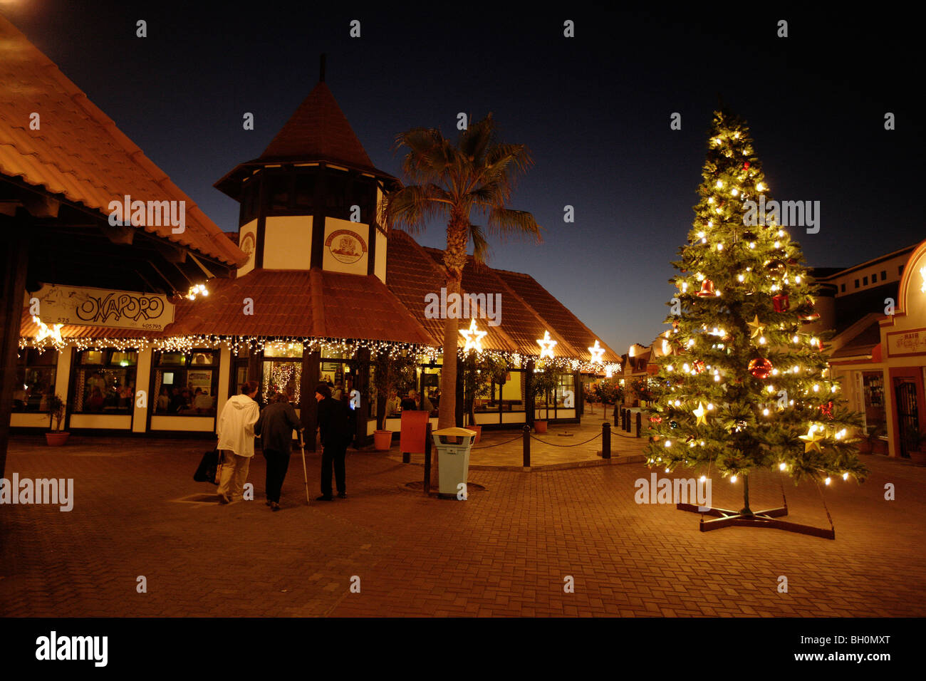 Christmas decoration in downtown Swakopmund, Namibia, Africa Stock ...