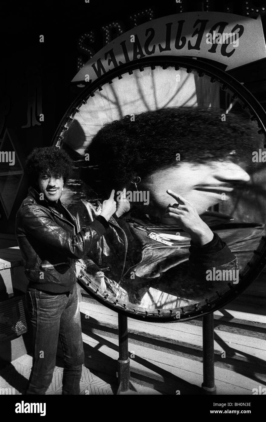 Phil Lynott of the Thin Lizzy rock band on tour in Scandinavia in 1979 ...