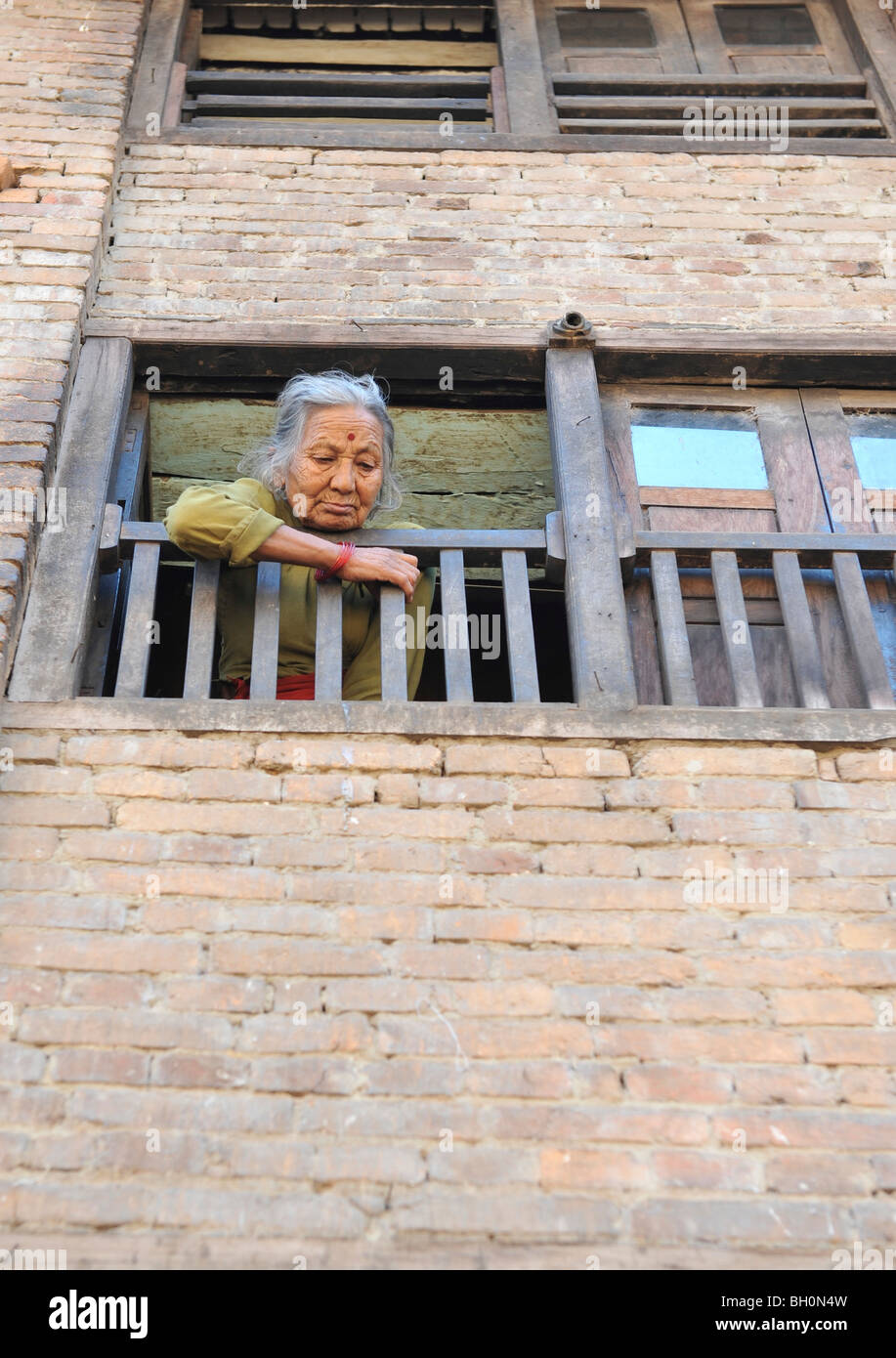 Asia, Nepal, Kathmandu, mature woman in a window Stock Photo - Alamy