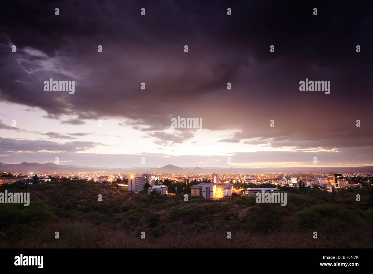 Evening view over Windhoek, Windhoek, Namibia, Africa Stock Photo - Alamy