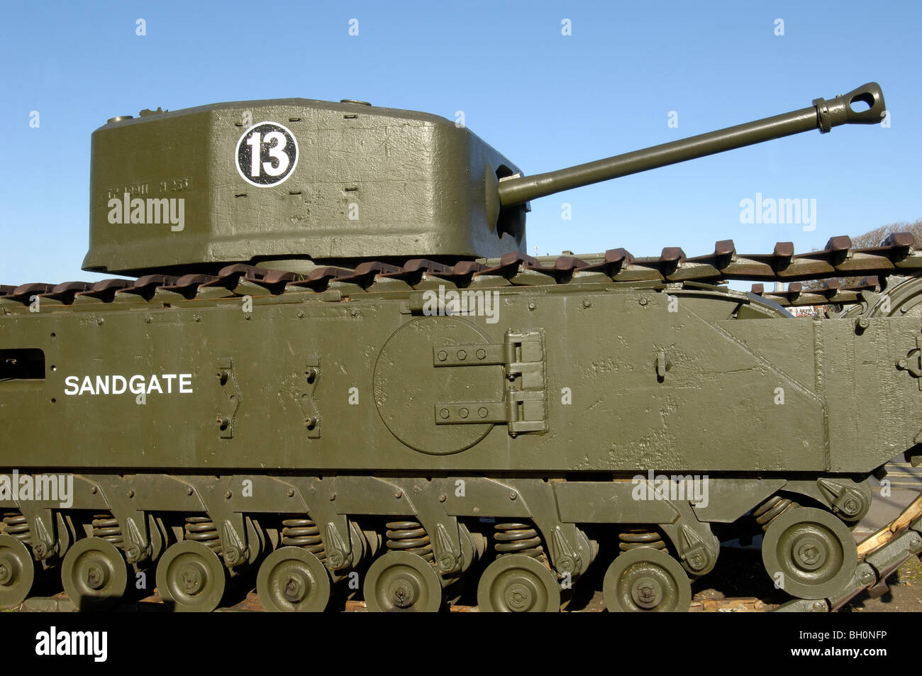 Churchill Mk VI tank on display outside D-Day Museum, Southsea Seafront ...