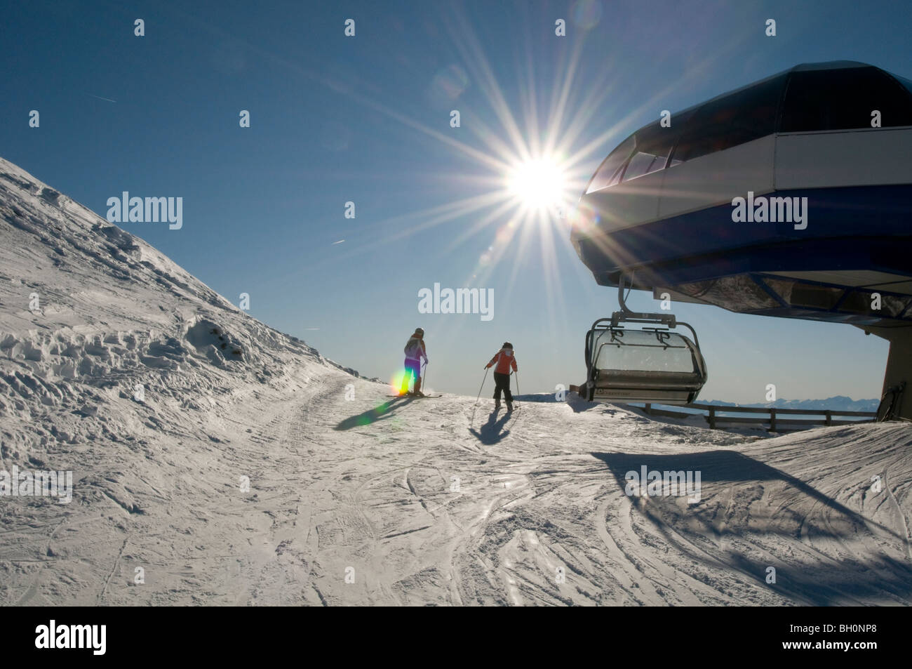 Reinswald Skiing area, ski lift, Sarn valley, South Tyrol, Italy Stock ...