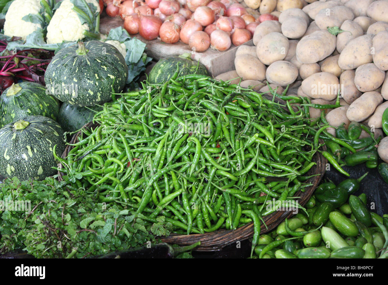 fresh local produce at market in varanasi india Stock Photo - Alamy