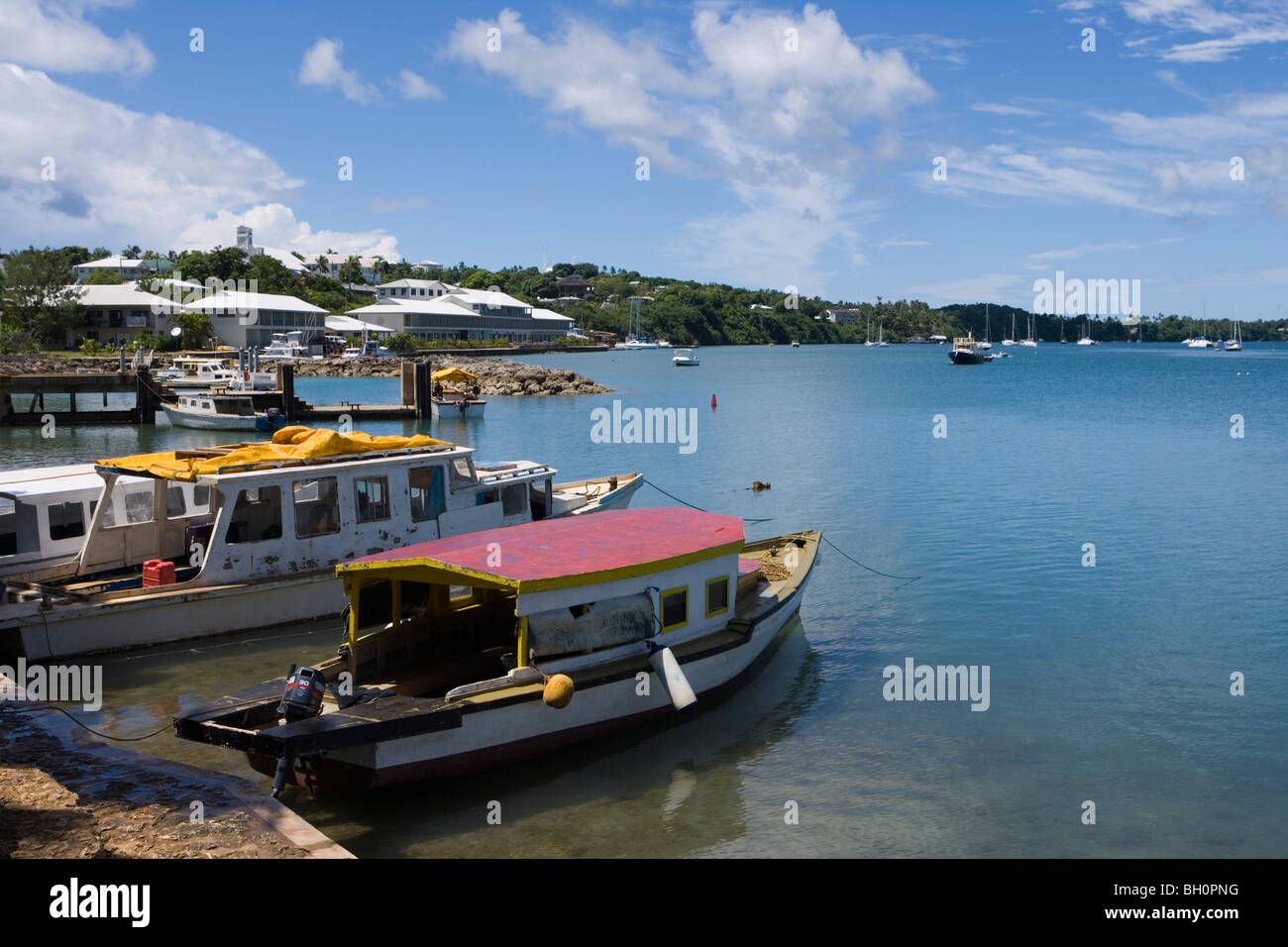 Fishing Boats at harbour in the sunlight, Neiafu, Vava'u archipelago ...