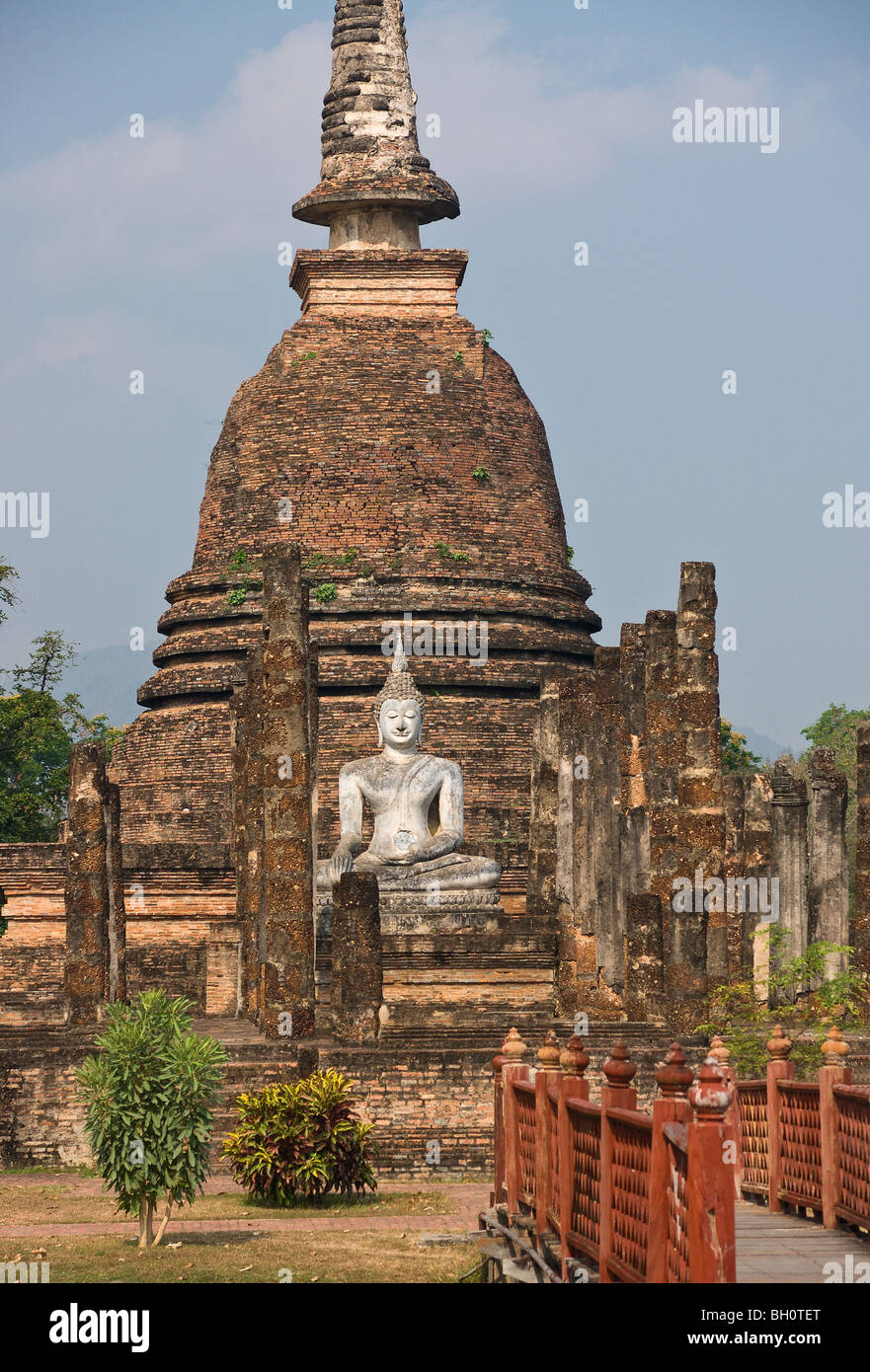 Bell shaped structures and Buddha in Ayutthaya, Thailand Stock Photo ...