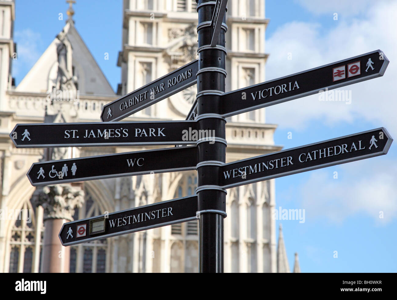 Direction signs in Westminster, London Stock Photo - Alamy