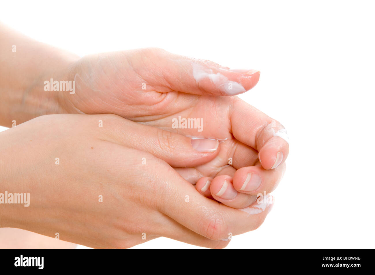 Female hands massage with a cream Stock Photo - Alamy