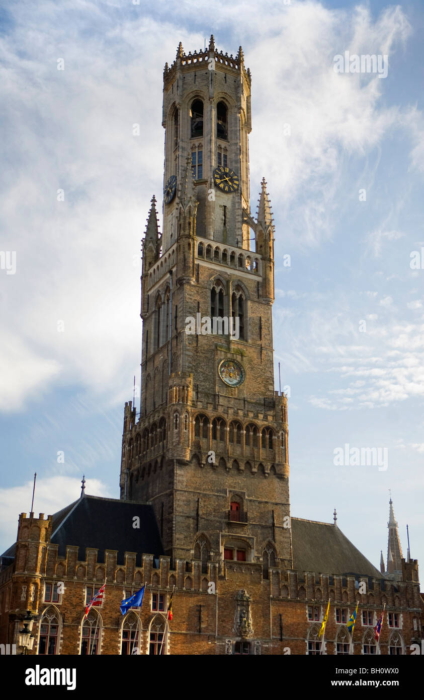 The Belfort, Belfry of Bruges, Market square, Bruges, Belgium Stock ...