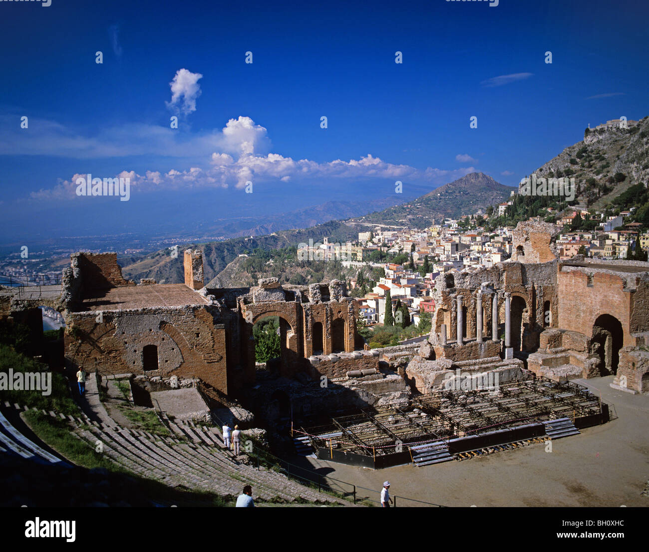 Taormina - View of the Greco-Roman Theatre with Mount Etna in the ...