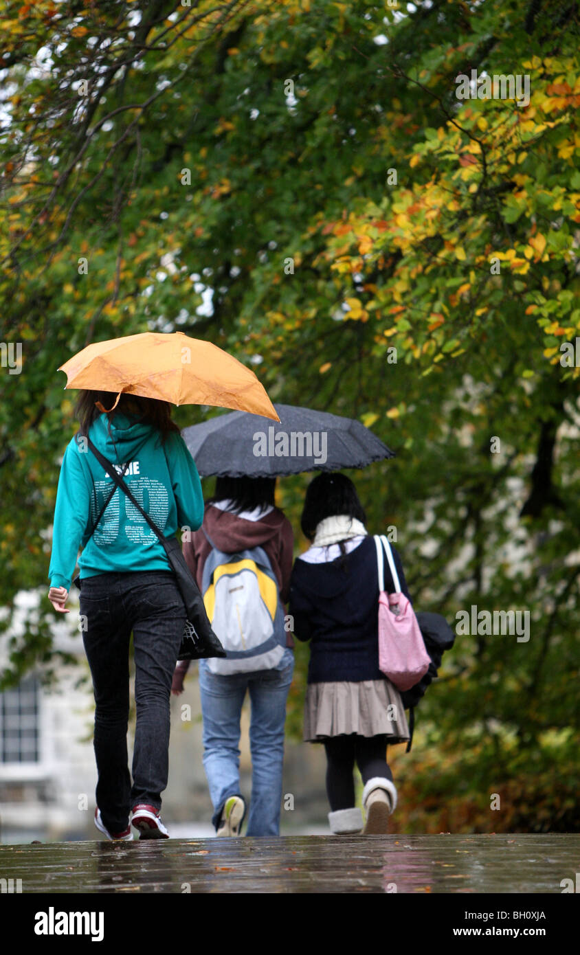 PEOPLE SHELTERING FROM THE RAIN WITH UMBRELLAS Stock Photo - Alamy