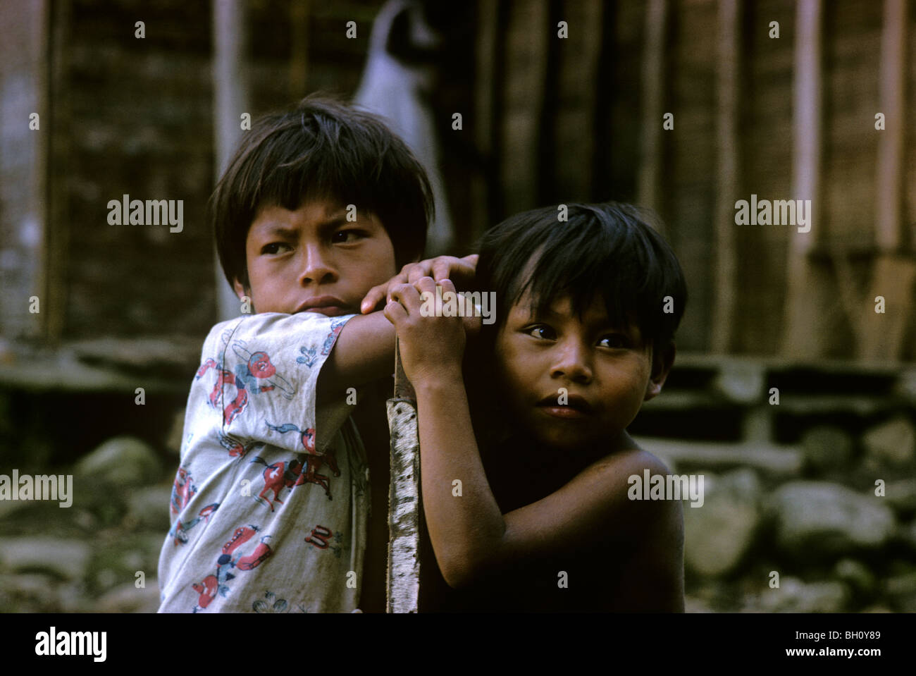 Cholo Indian boys photographed in the Choco rainforest of Colombia ...