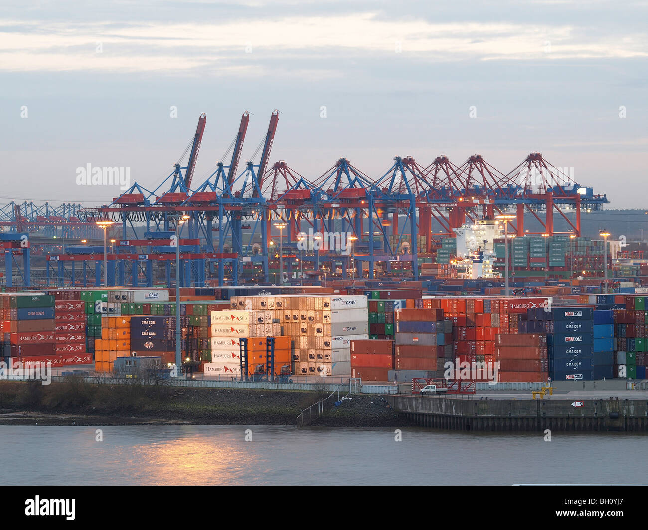 Container Terminal, Port of Hamburg, Burchardkai in Waltershof, Hamburg ...