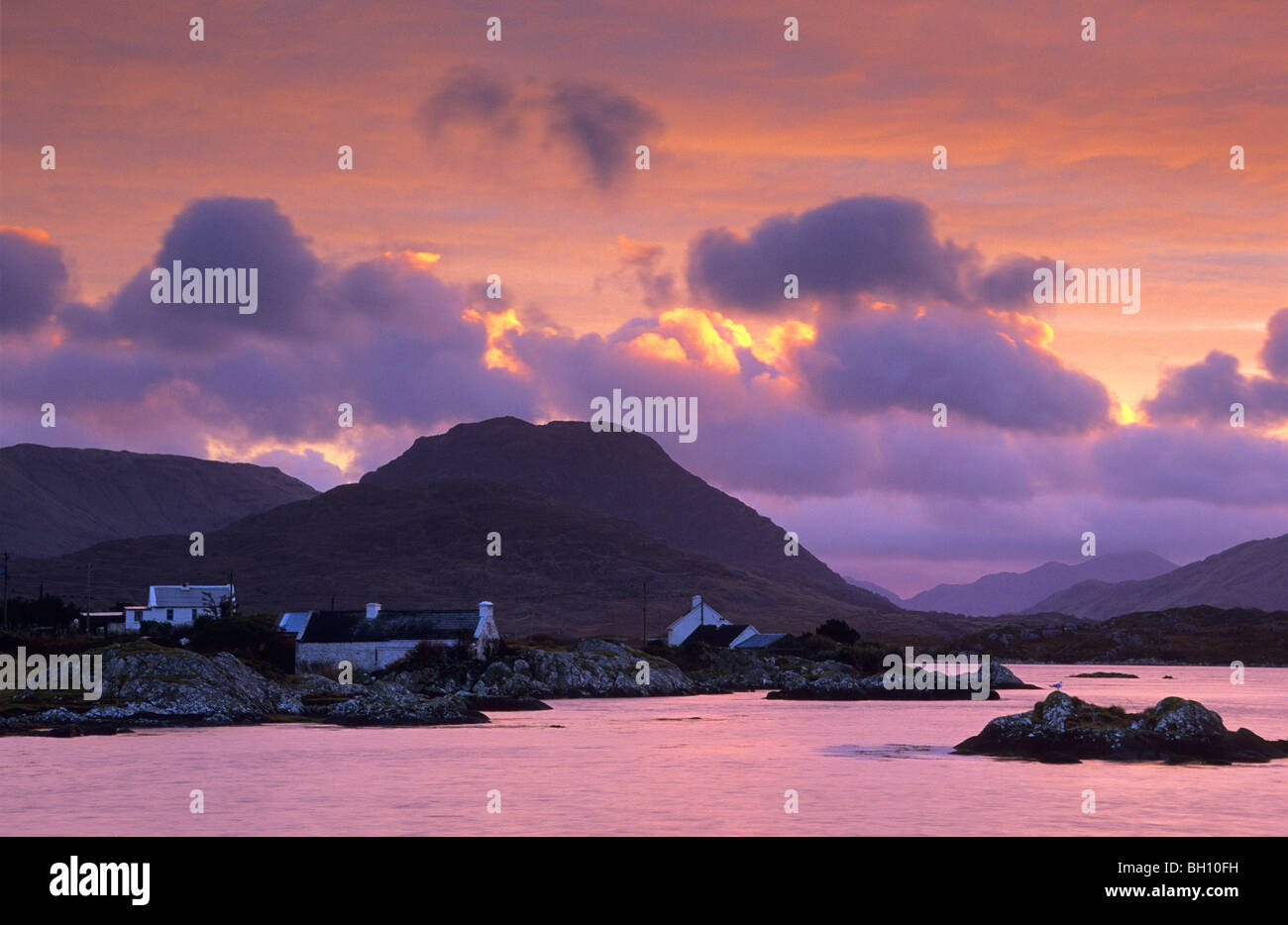 Ballynakill Harbour at sunrise, Connemara, Co. Galway, Ireland, Europe ...