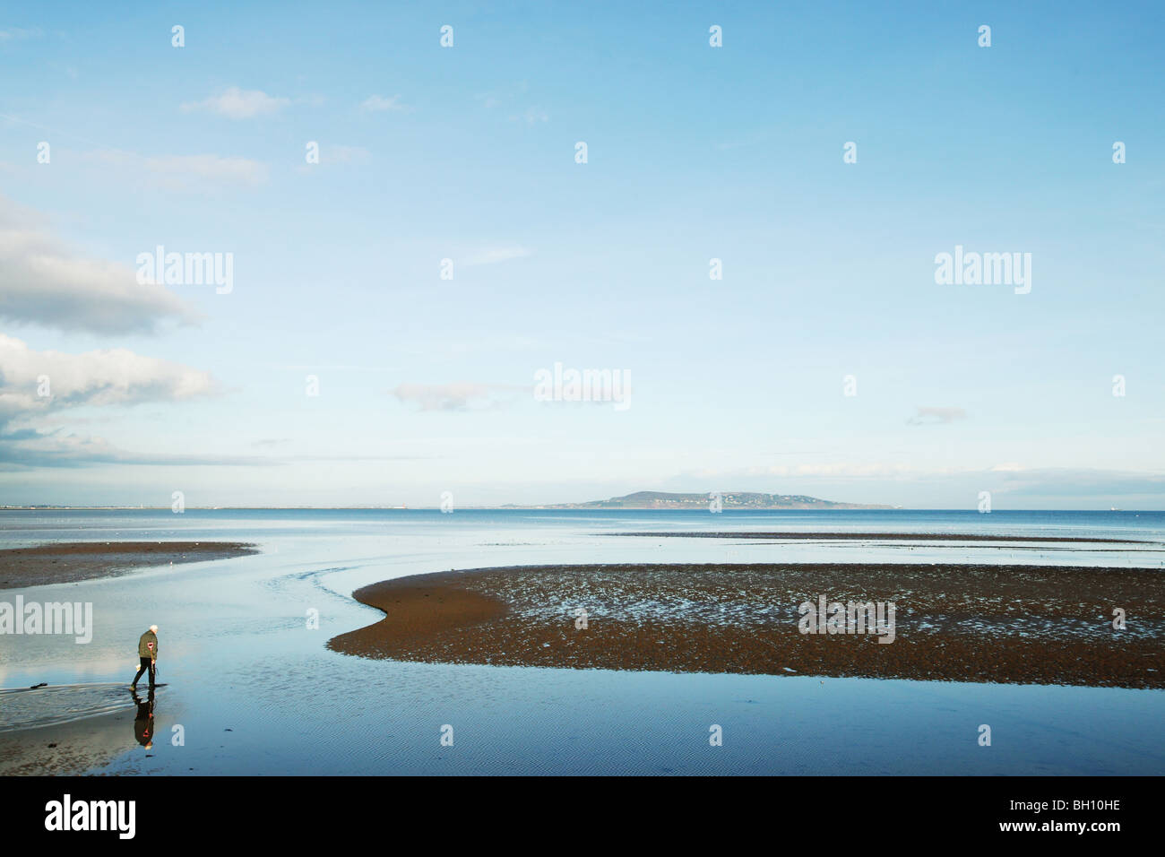 Beach at Booterstown, Dublin, Ireland. Howth head in background Stock ...