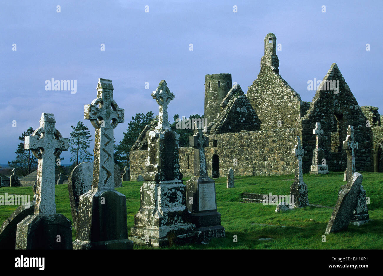 Celtic cross graves clonmacnoise monastery hi-res stock photography and ...