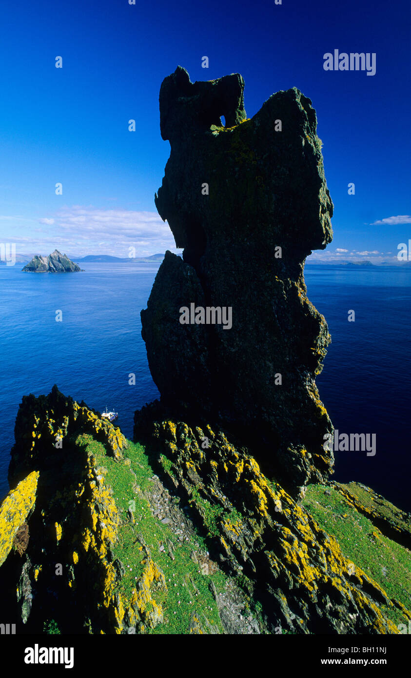 Rock formation on Skellig Islands under blue sky, County Kerry, Ireland ...