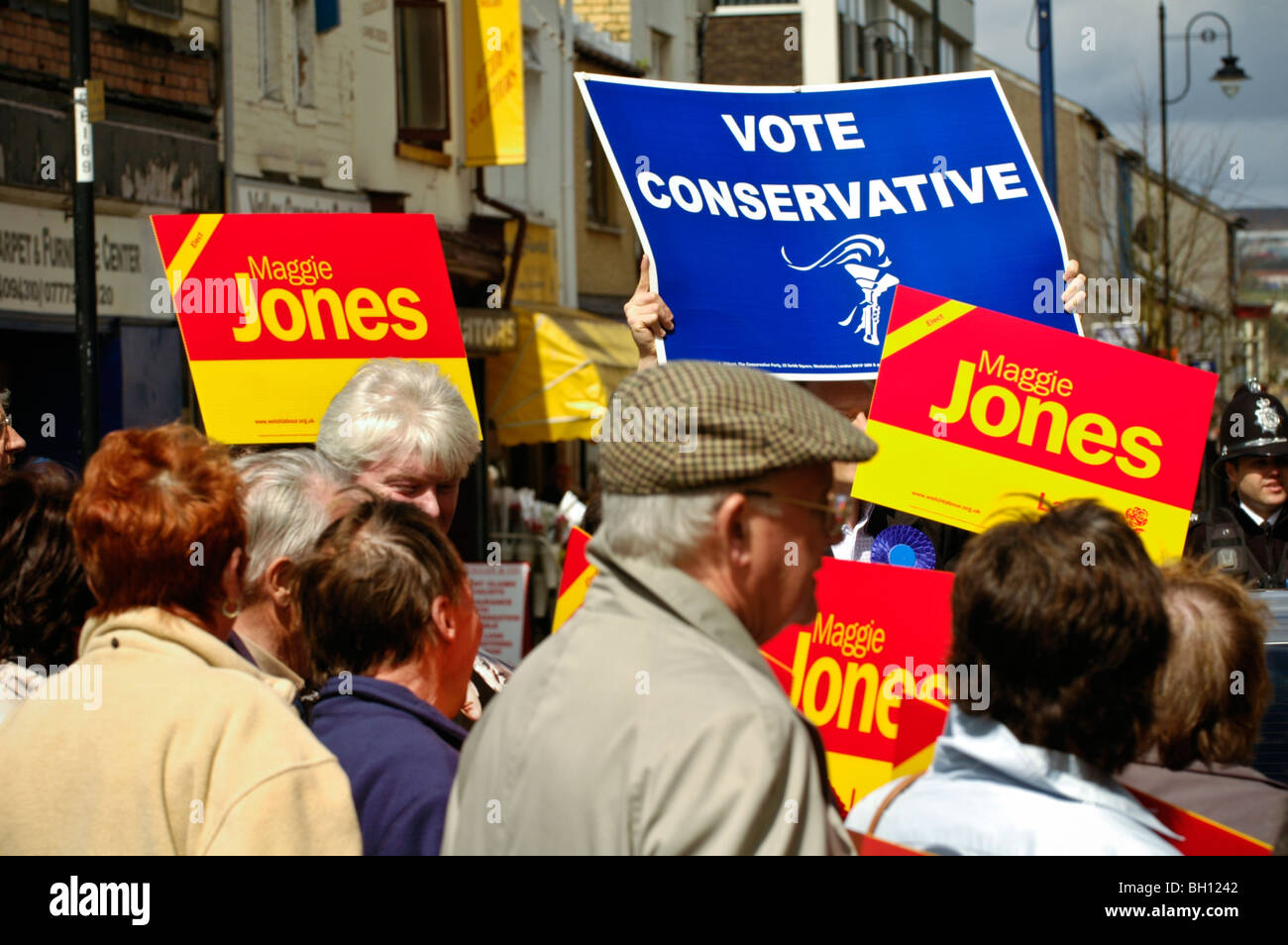 Labour and Conservative Party supporters in Tredegar constituency of ...