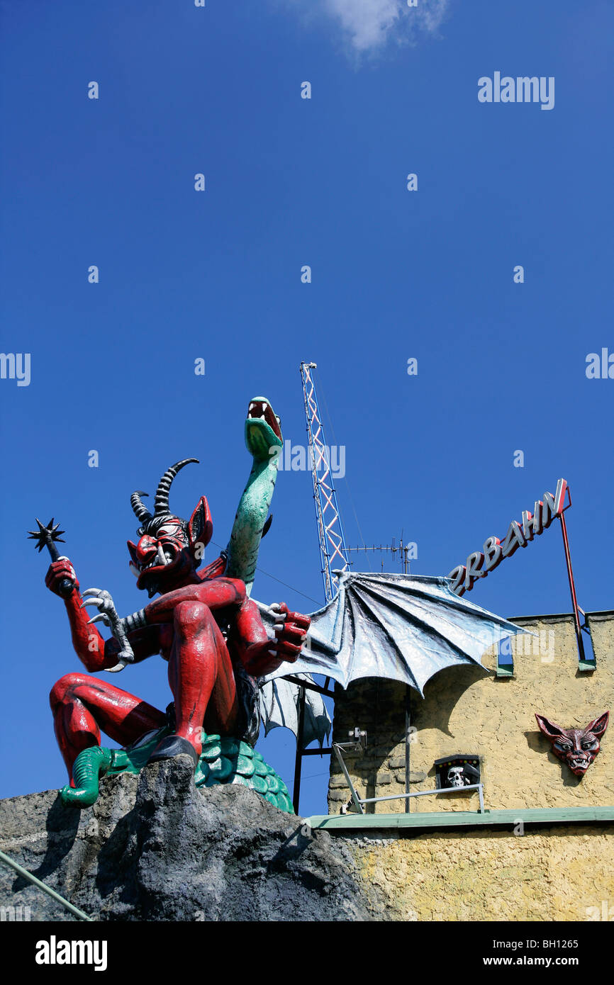 Devil sculpture at the Ghost Train, Amusement Park, Vienna Prater ...
