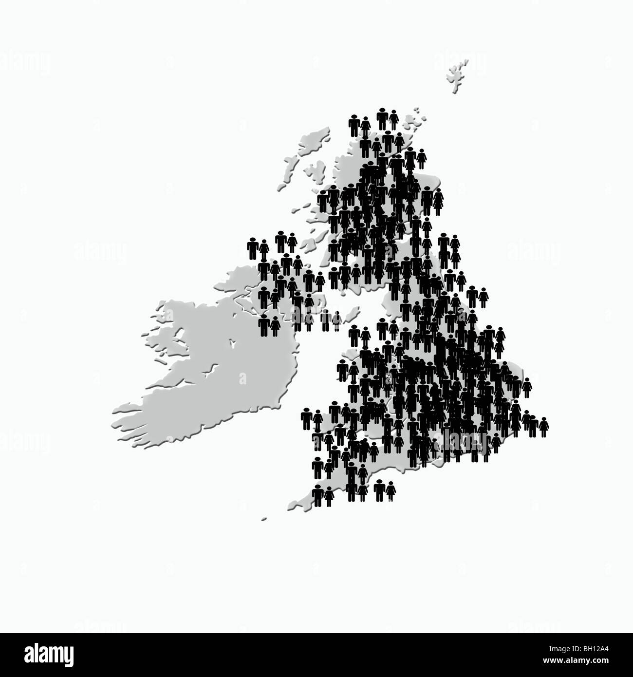 Overpopulation! Conceptual Image of the UK overpopulated with people ...
