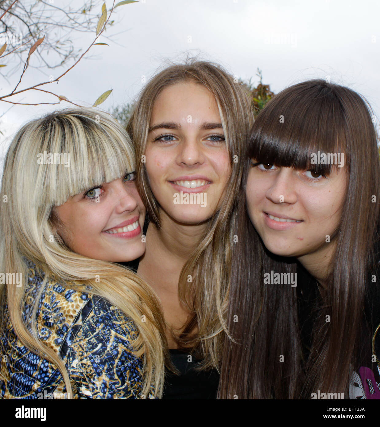 Young girls group portrait Stock Photo - Alamy