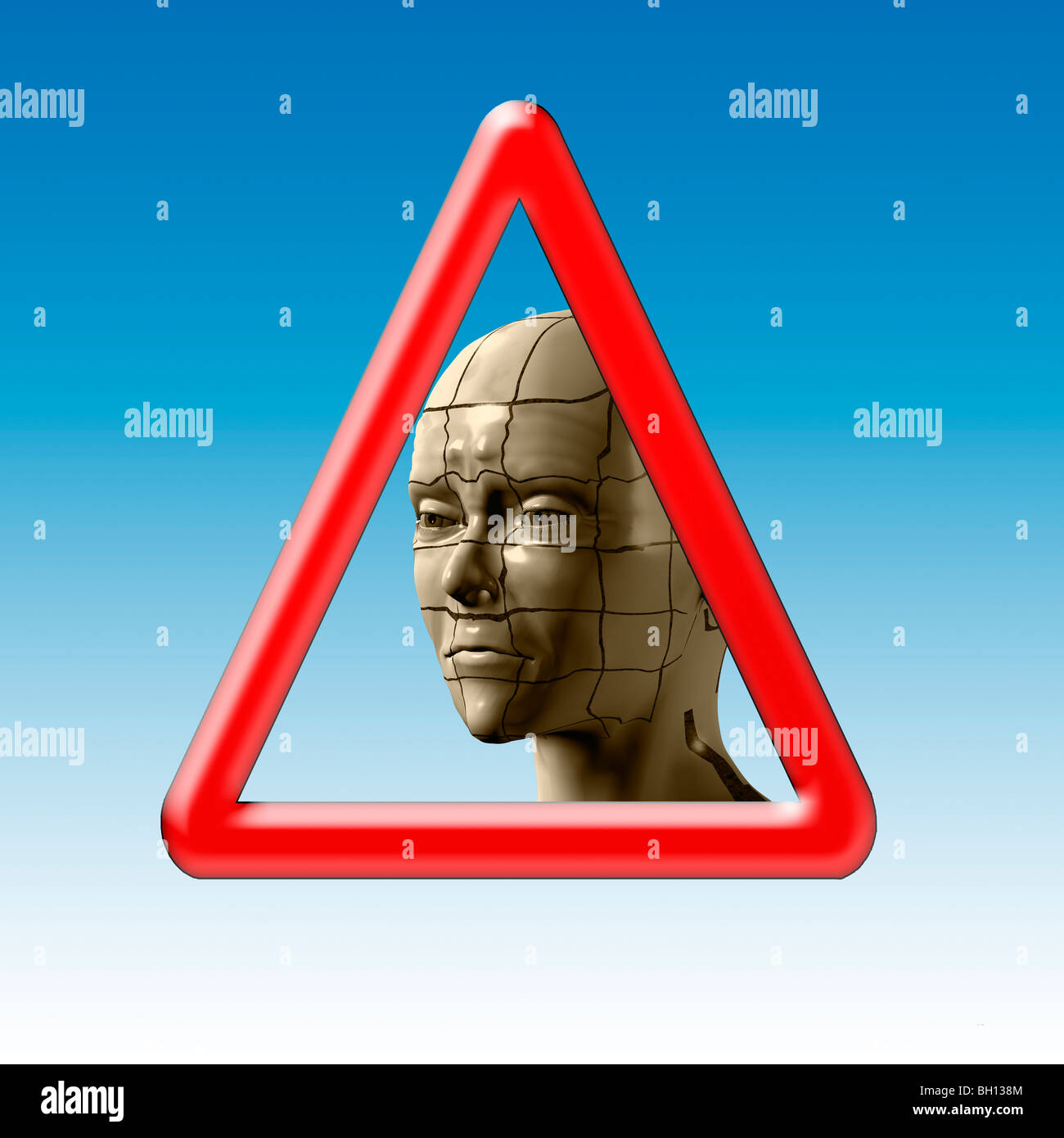 Warning Road Sign with Image of a woman. Conceptual Image of Stress and ...