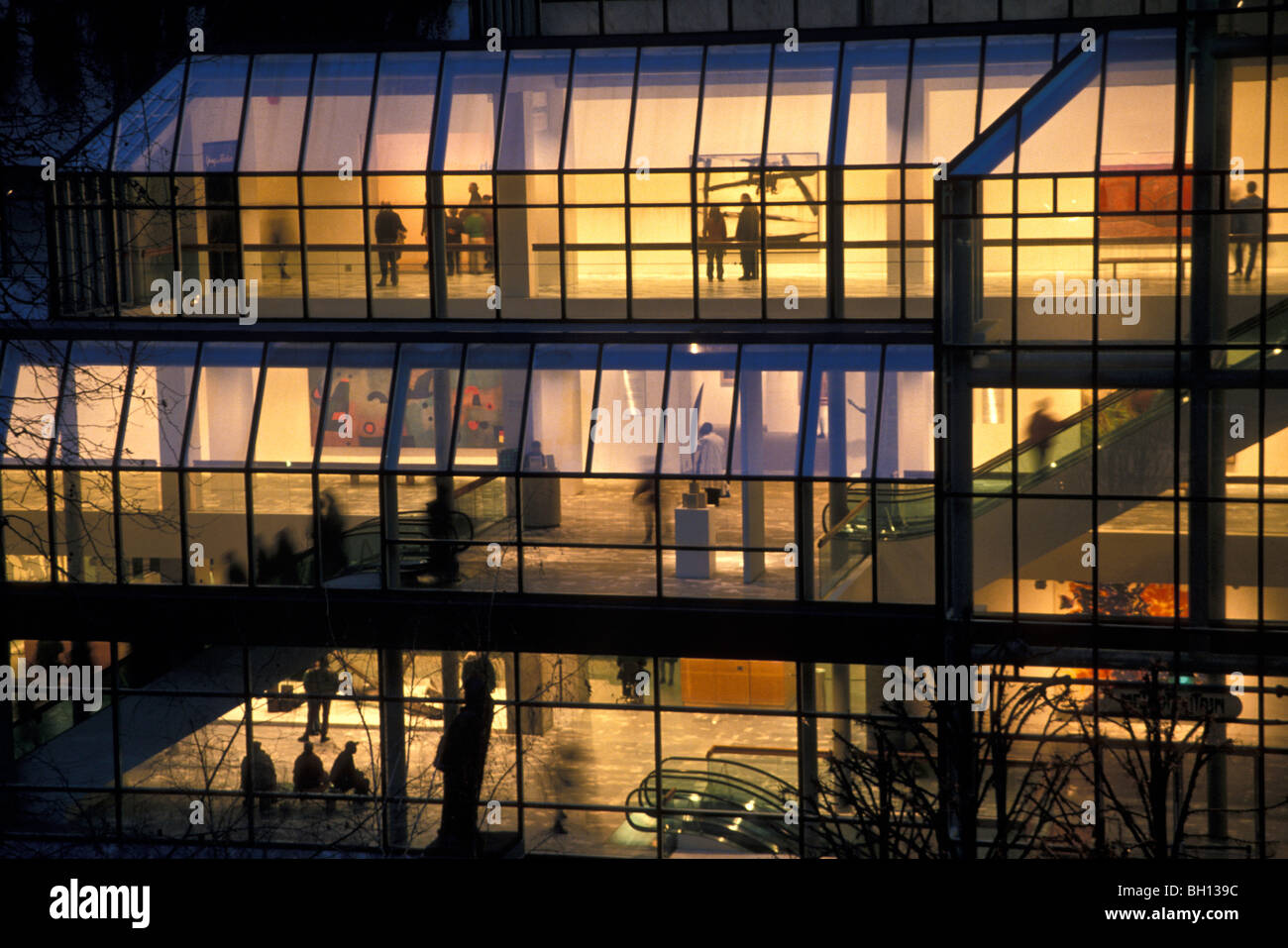 The Museum of Modern Art at night through the windows, 1997, New York ...