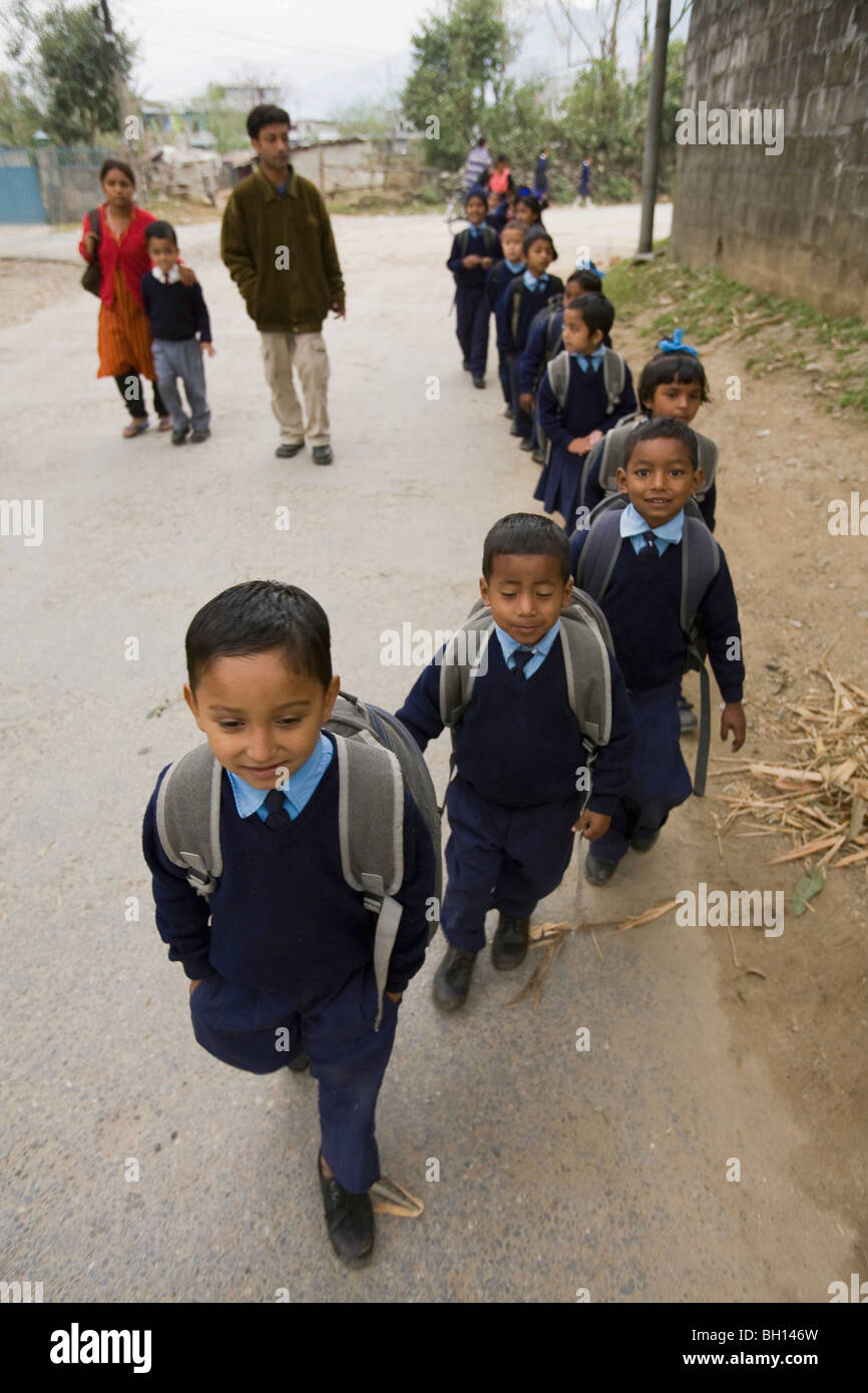 School Children Walking In Line