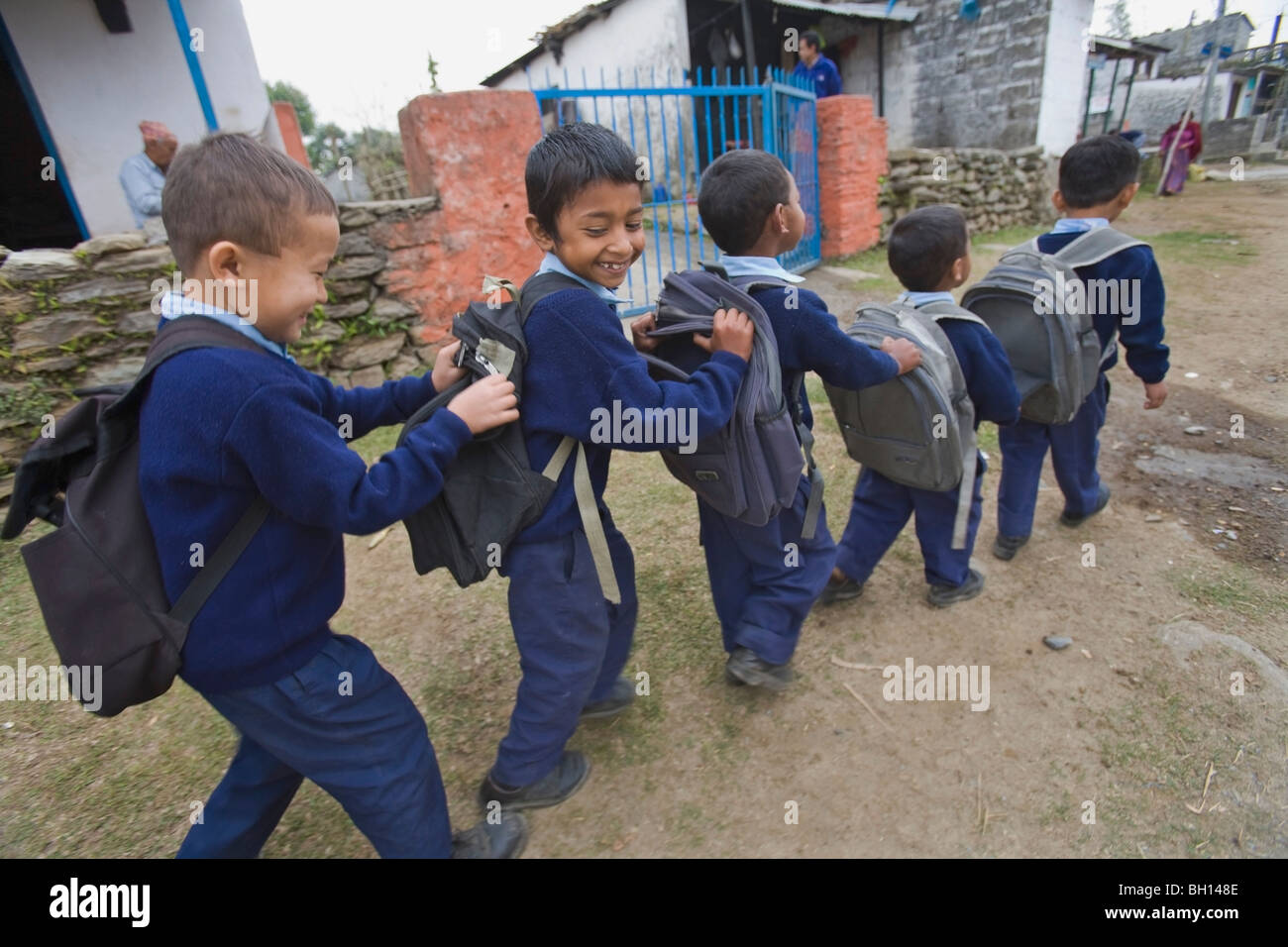 Children walking to school Stock Photo - Alamy