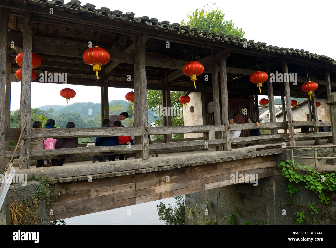 Tongji Bridge at the entrance of the little old village of Sixi ...