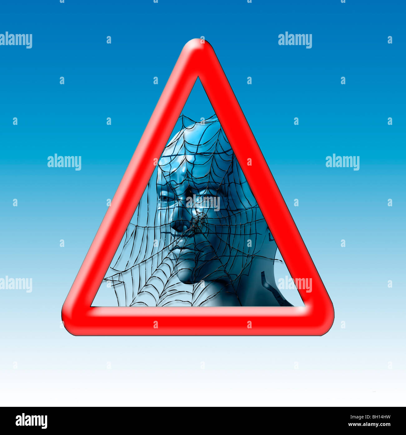 Warning Road Sign with Image of a Woman Conceptual Image of Stress and ...