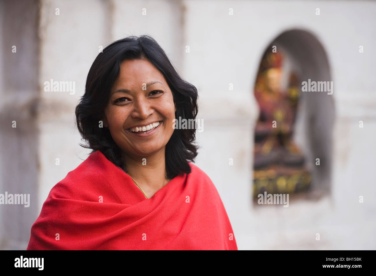 Portrait of a smiling woman, Kathmandu, Nepal Stock Photo - Alamy