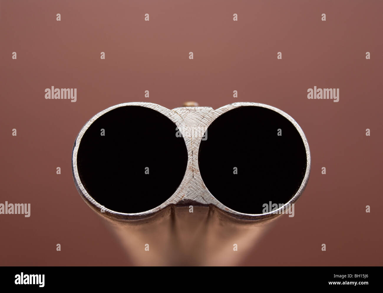 double barrels rifle close up Stock Photo - Alamy