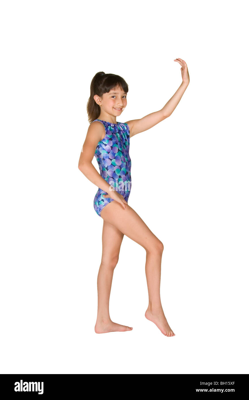 Caucasian girl in gymnastics poses Stock Photo - Alamy