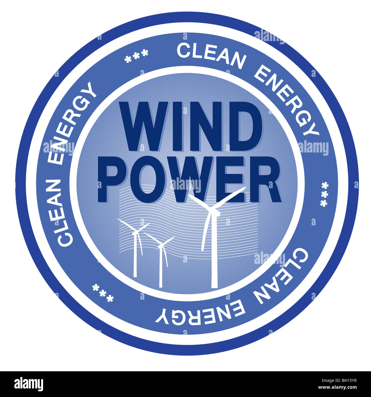 An illustrated badge symbolizing clean sustainable wind power Stock ...