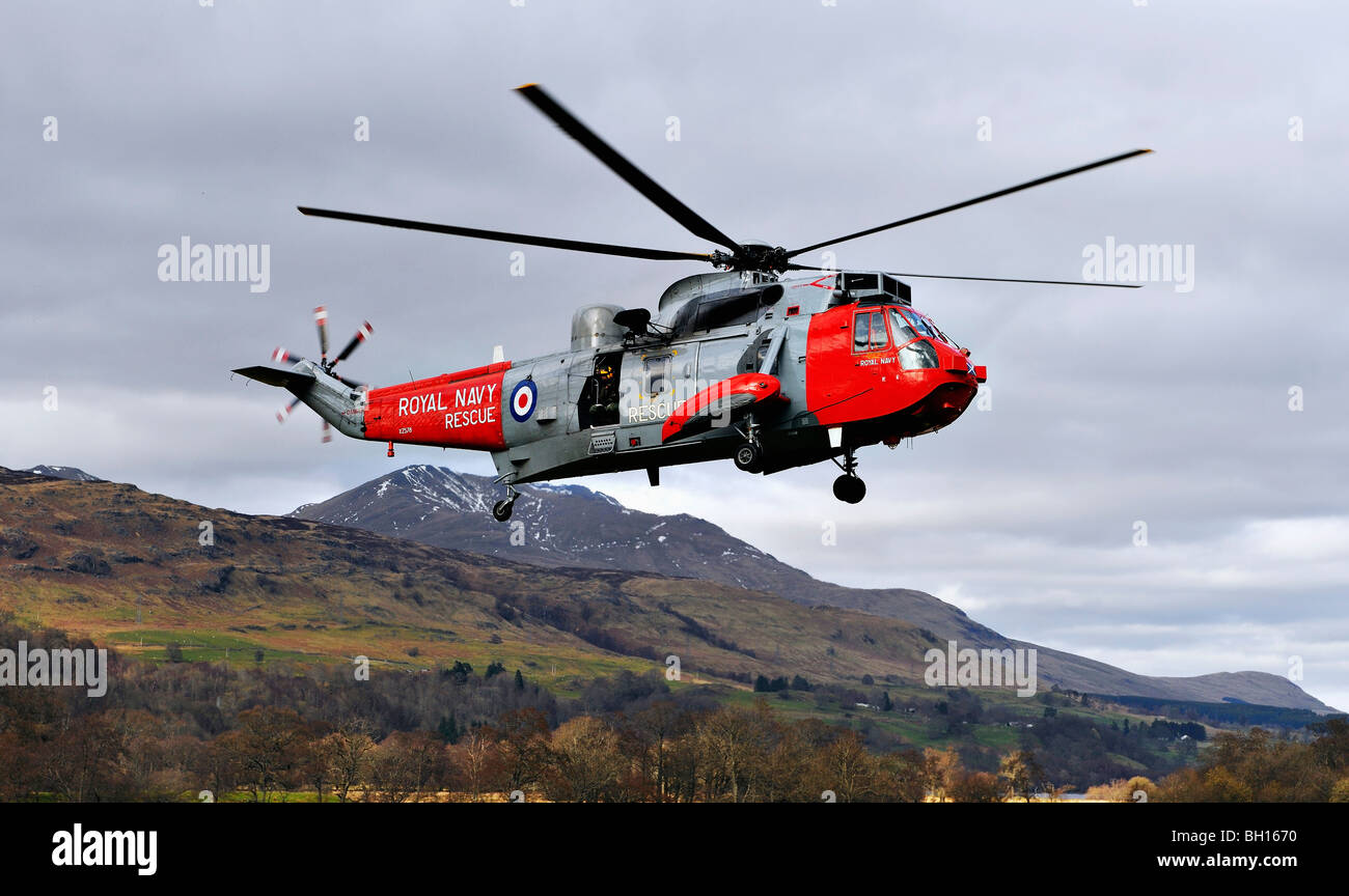 Royal Air Force (RAF) mountain rescue helicopter taking off from ...