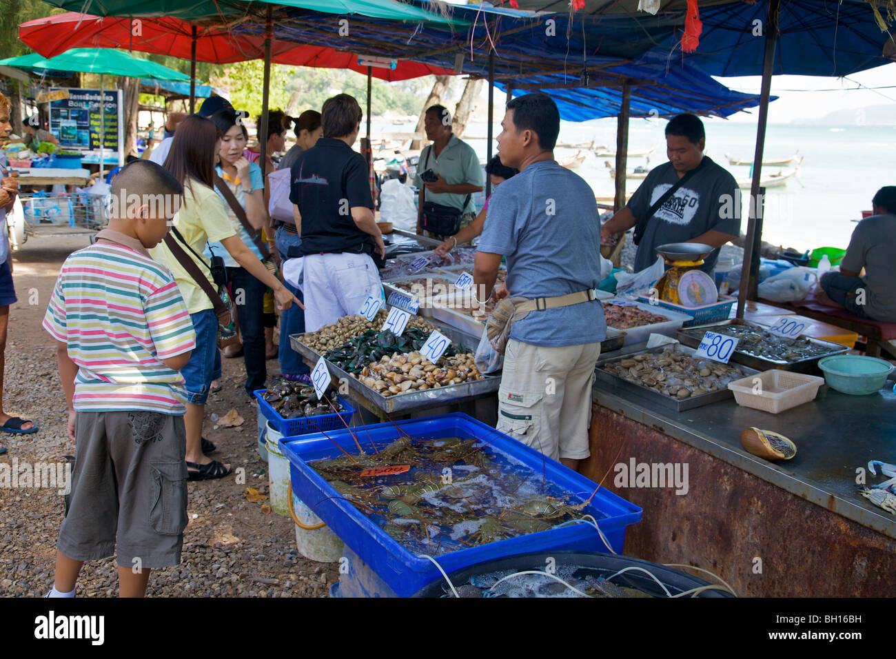 Small fish market, Rawai beach, Phuket Thailand Stock Photo - Alamy