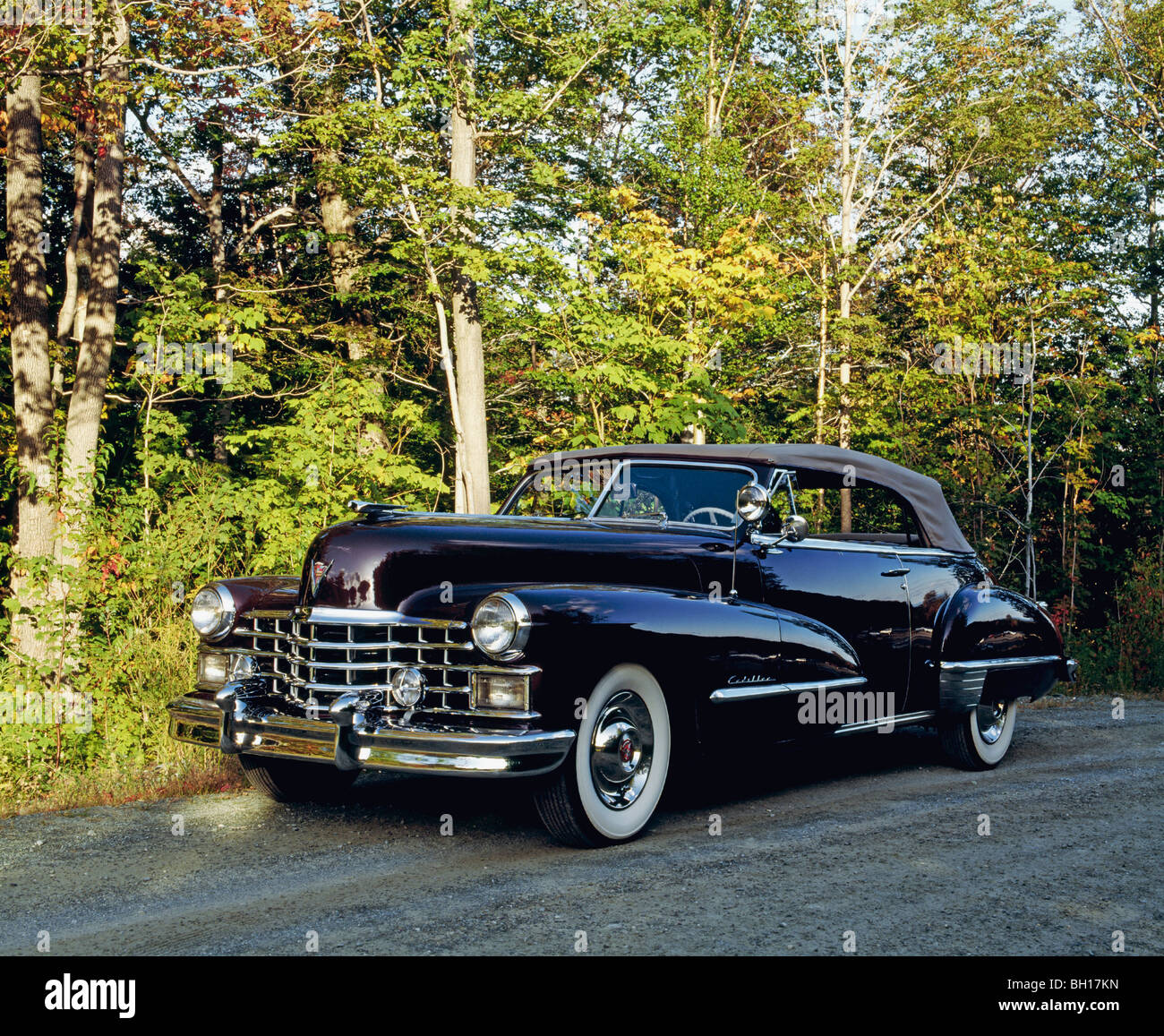 Vintage 947 Cadillac Convertible car, Waterloo, Quebec, Ontario Stock ...