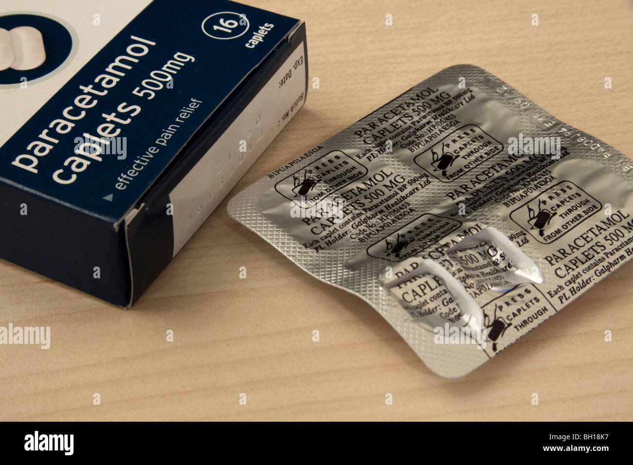 A box of Paracetamol caplets and blister pack Stock Photo - Alamy